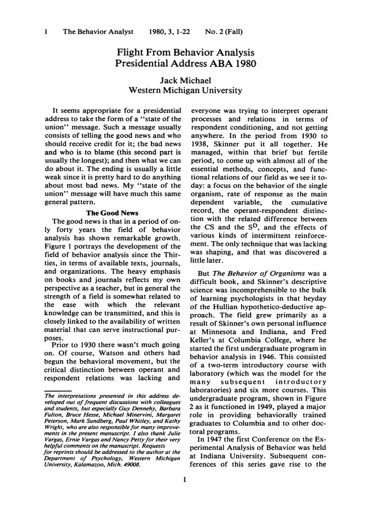 Michael - Flight From Behavior Analysis | PDF
