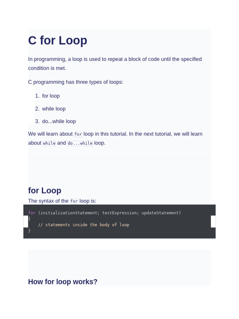 C For Loop While Do While Switch | PDF