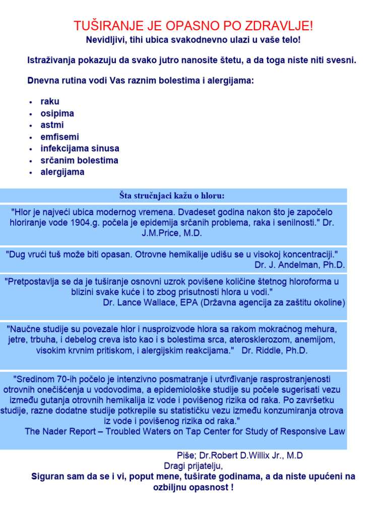 Tuširanje Je Opasno Po Zdravlje | PDF