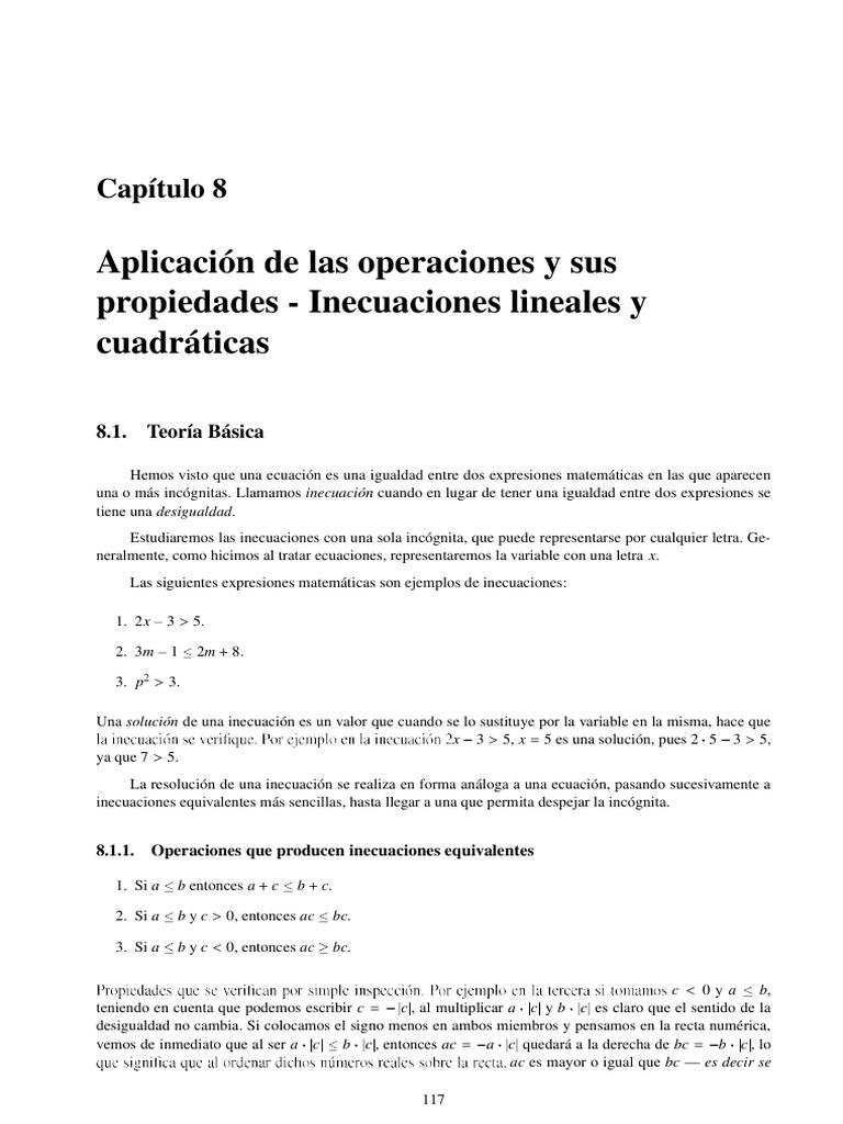 Inecuaciones Lineales y Cuadráticas | PDF