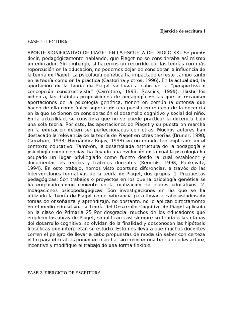 Ejercicio de Escritura 1 | PDF