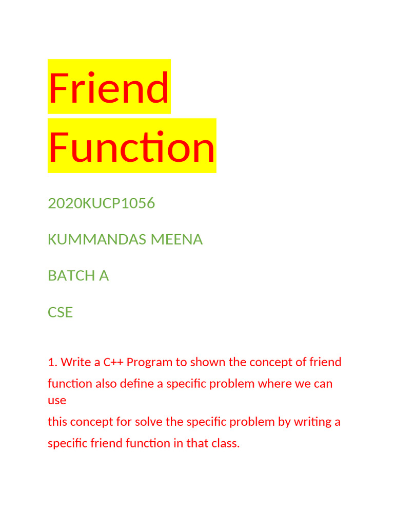 Friend Function | PDF