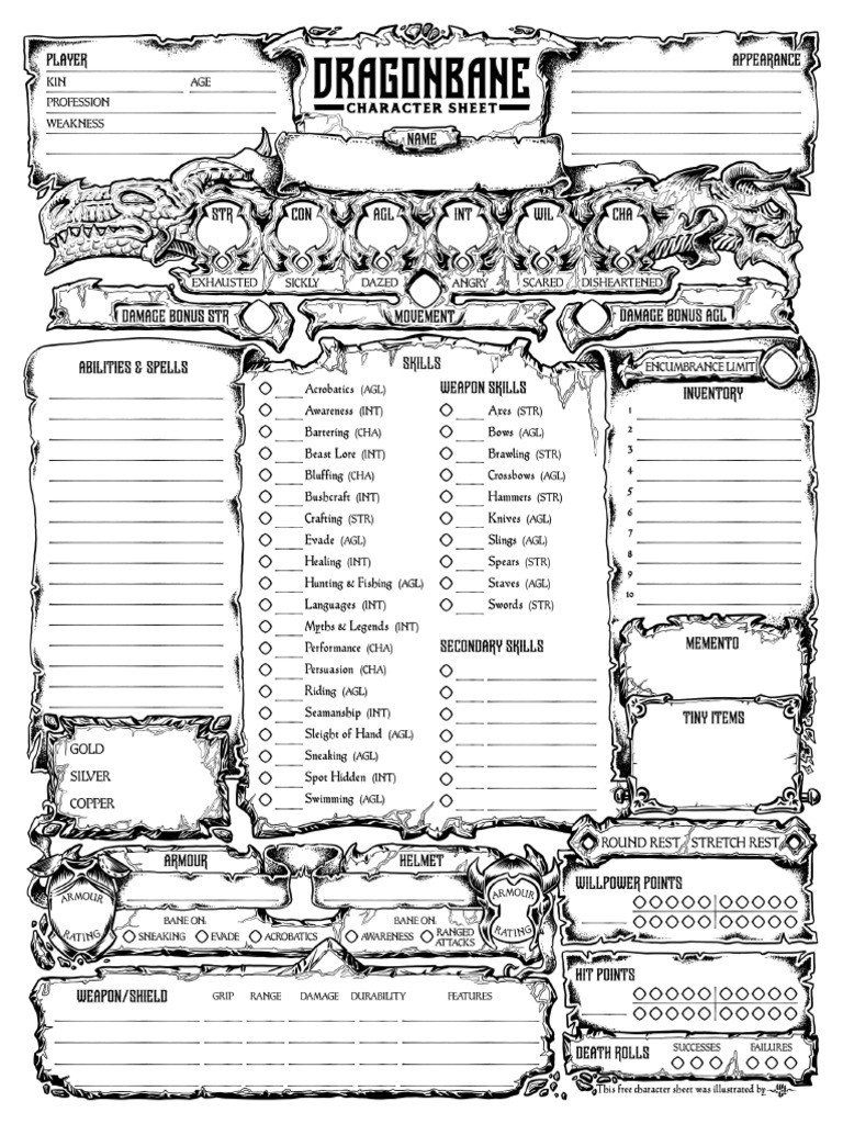 DB Character Sheet WFG Fillable | PDF