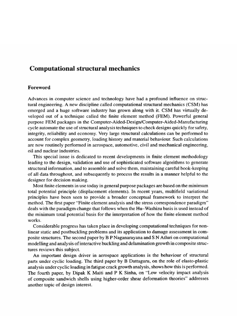 Computational Structural Mechanics: Foreword | PDF