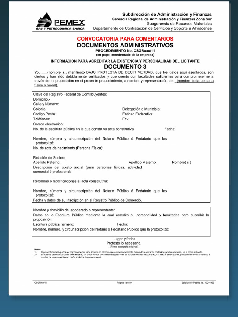 Documentos Administrativos Documento 3 - Pemex Gas y | PDF
