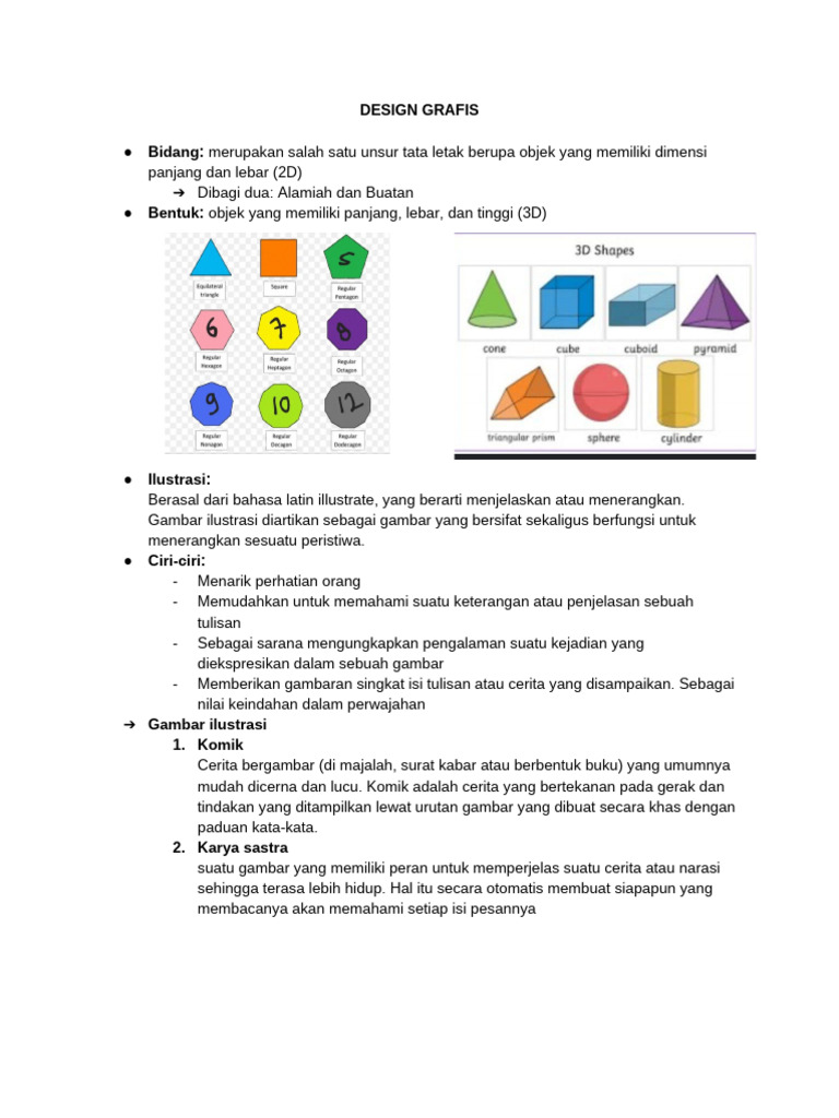 Design Grafis Bidang: Merupakan Salah Satu Unsur Tata Letak Berupa Objek Yang Memiliki Dimensi | PDF