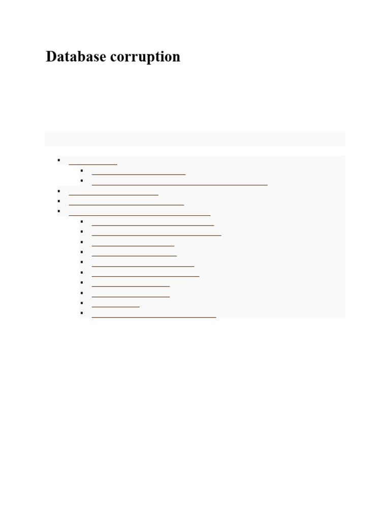 Database corruption | PDF