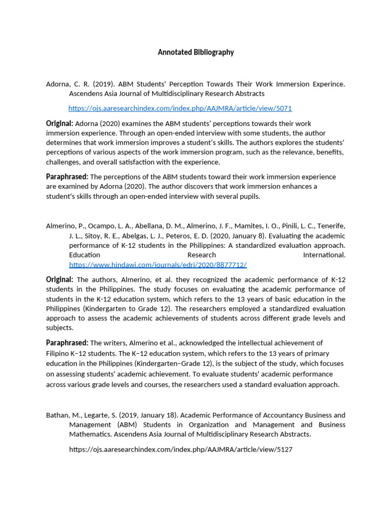 Annotated Bibliography | PDF
