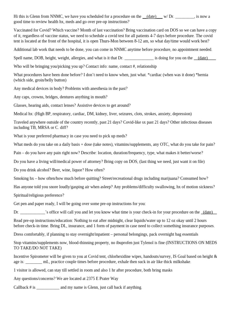 PAT Phone Call Script | PDF