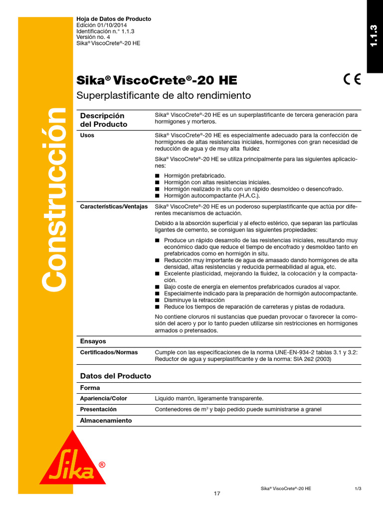 Sika ViscoCrete-20 HE | PDF