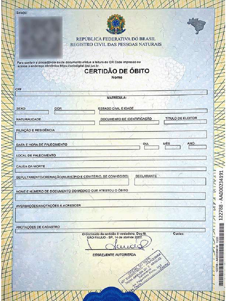 Certidao de Obito | PDF