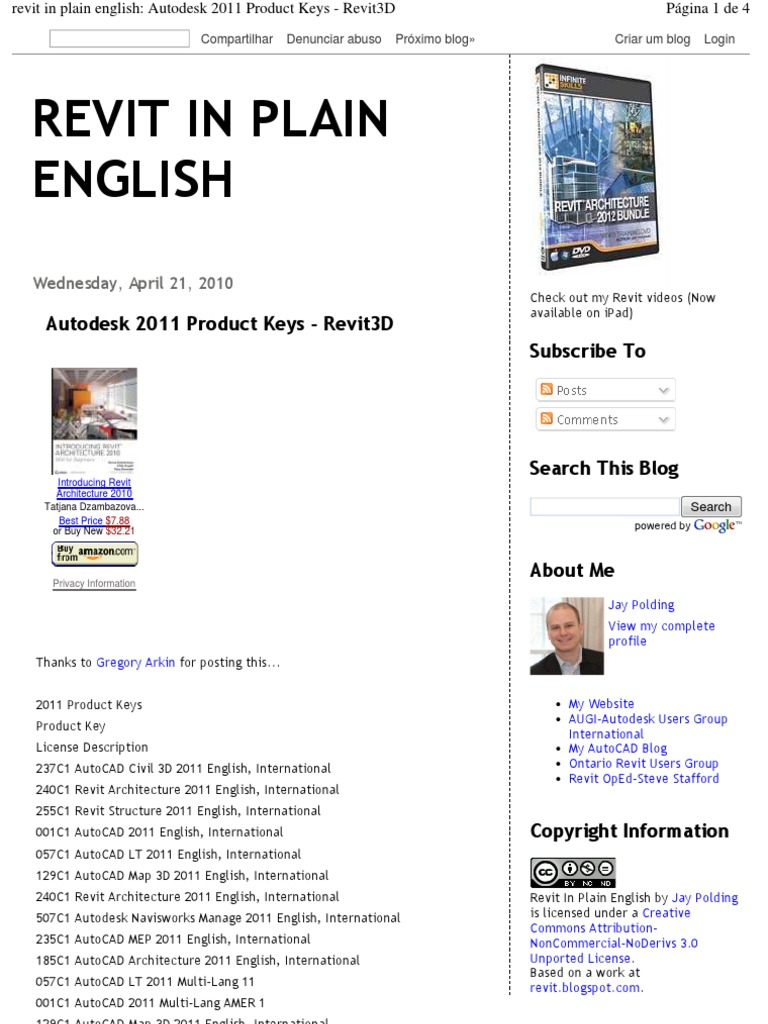 Autodesk 2011 Product Keys Re | PDF | Autodesk Revit | Autodesk