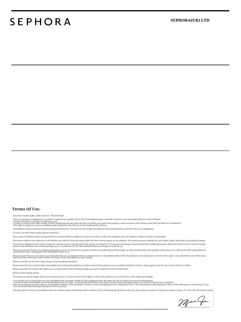 Invoice Sephora 7477844 | PDF