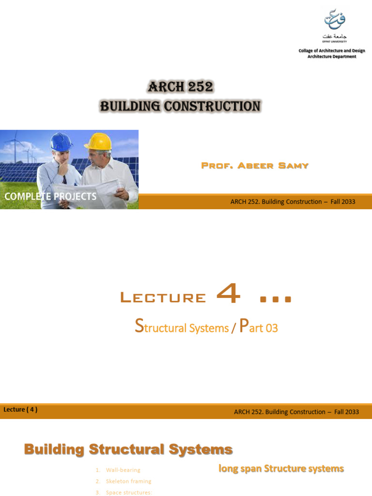 ARCH 252-LEC 04-Structure Systems-Part III - Fall 2023 | PDF