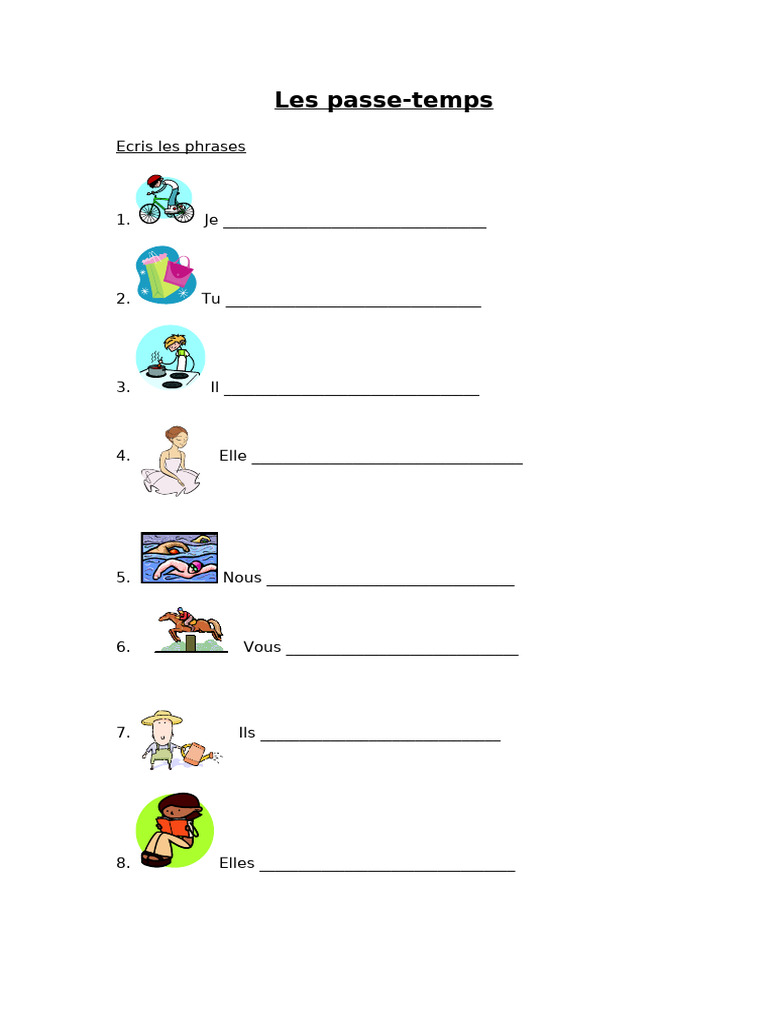 Les_passe-temps_label_worksheet | PDF