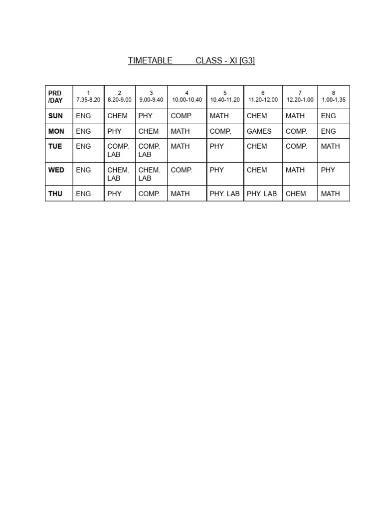 Timetable - g3 | PDF