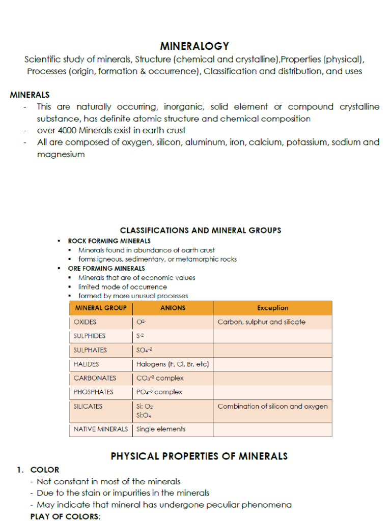 Mineralogy-Introduction | PDF