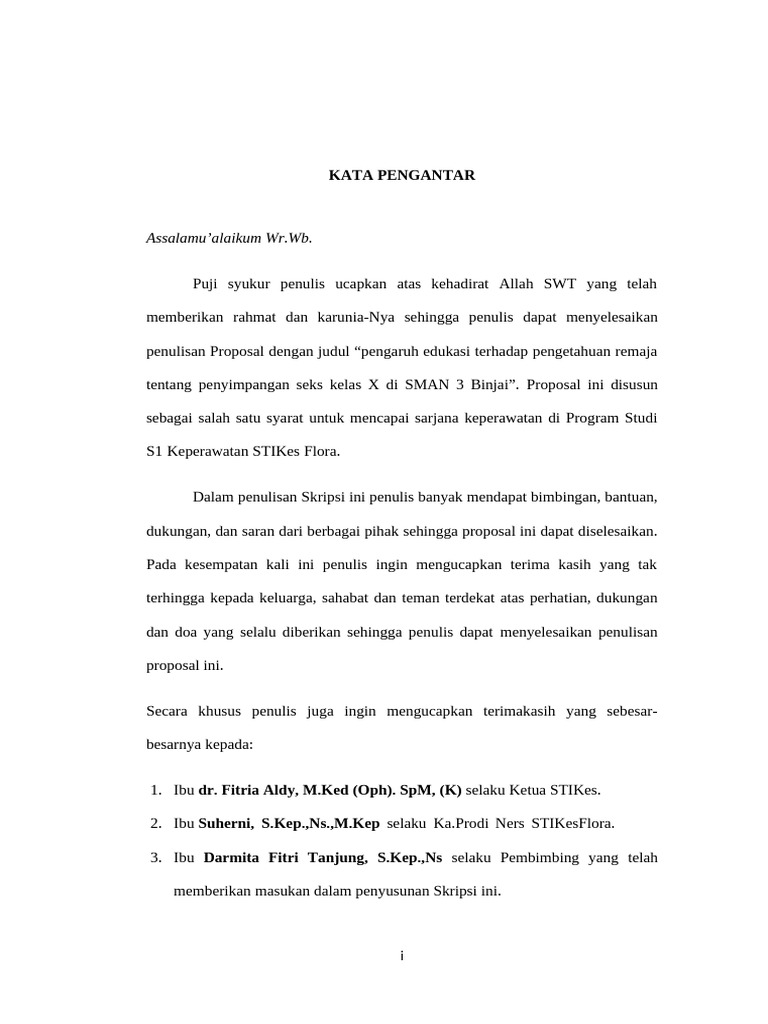 Kata Pengantar proposal | PDF
