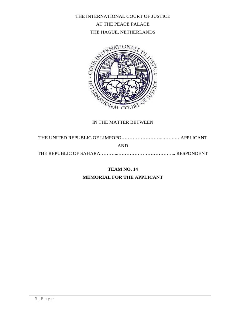 ICJ Case: Limpopo vs. Sahara Memorial | PDF | Genocides | Extradition