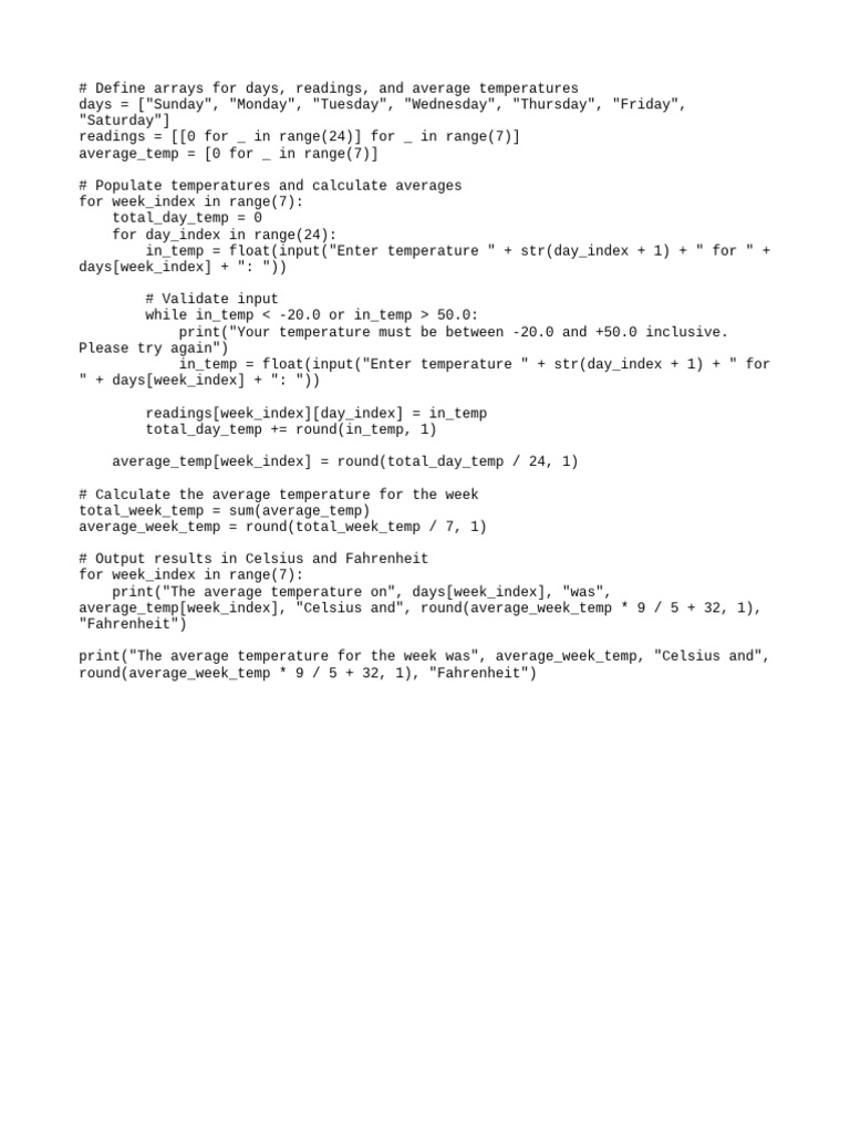 Python Weekly Temps | PDF