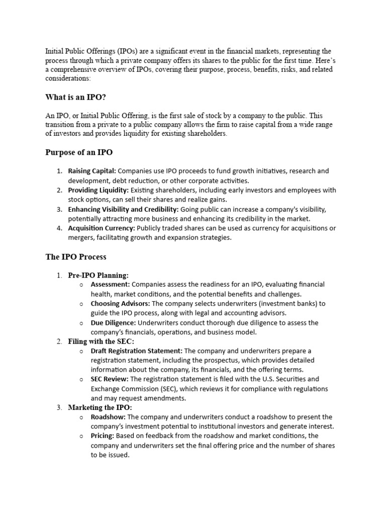Understanding Initial Public Offerings | PDF | Initial Public Offering ...