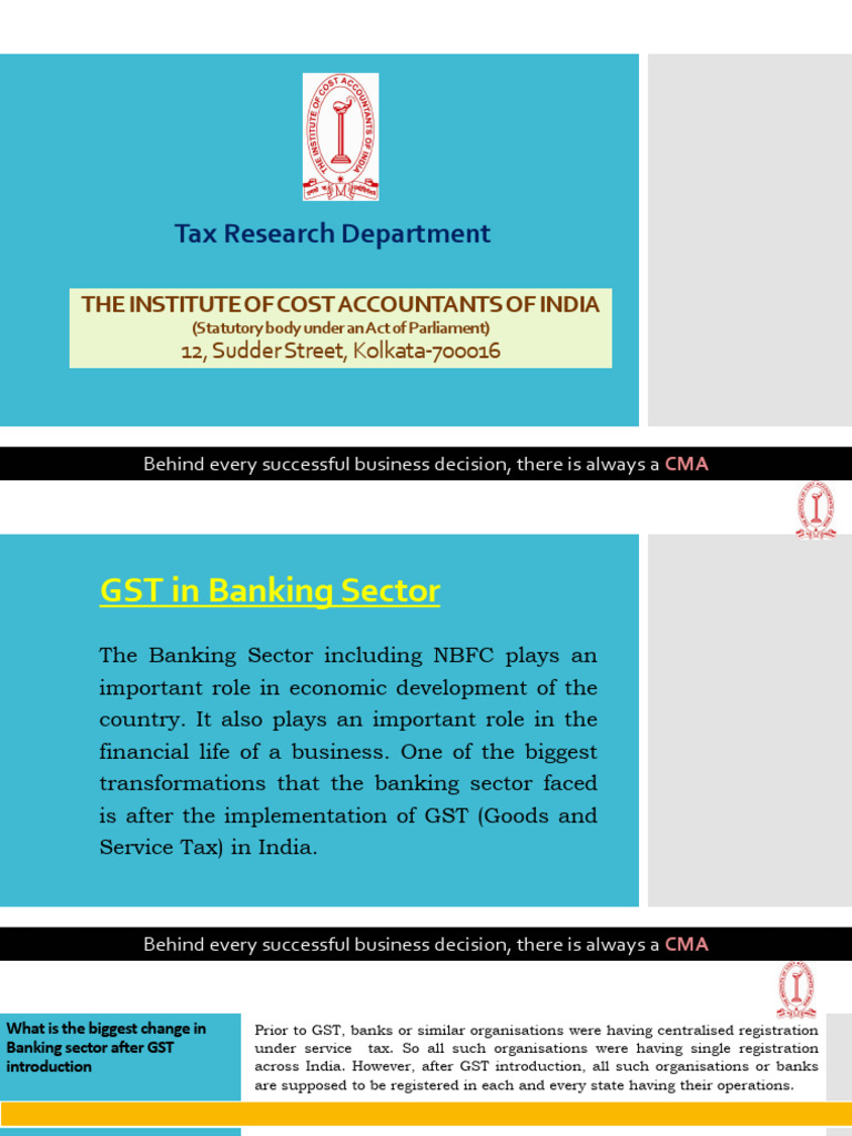 Banking Sector GST | PDF