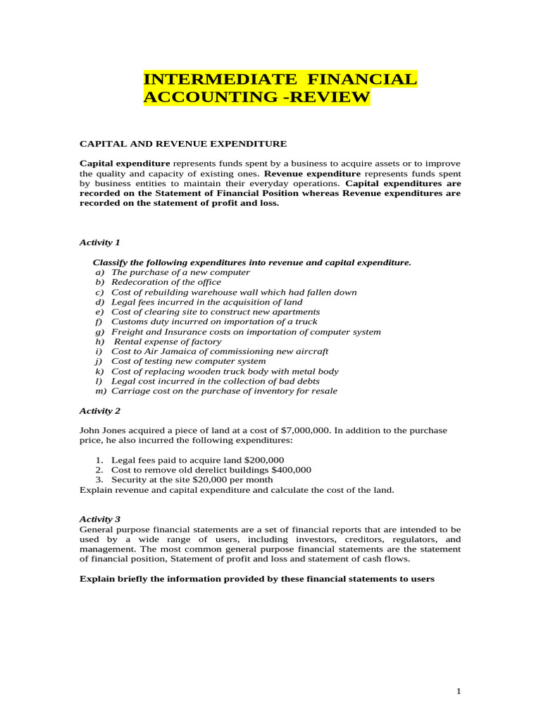 Intermediate Financial Accounting-Final Examination Review Activities | PDF Intermediate Financial Accounting-Final Examination Review Activities | PDF