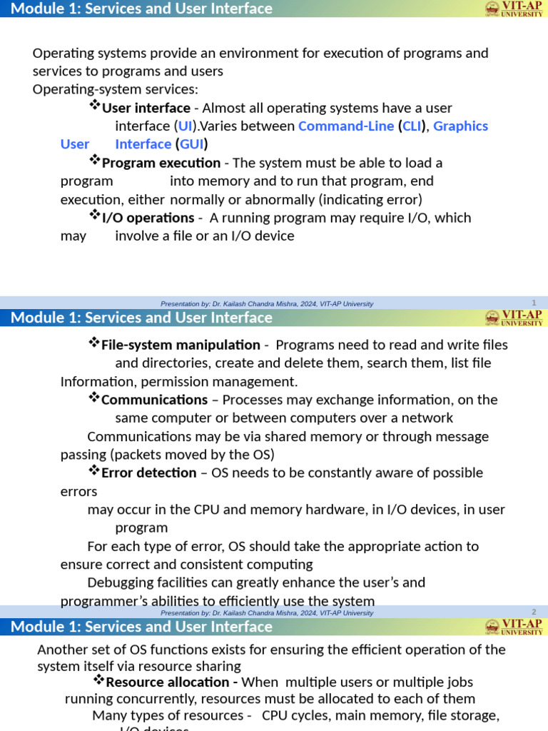 Operating System VIT AP 03 Services and User Interface | PDF