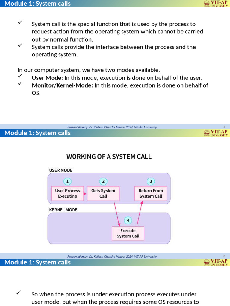 Operating System VIT AP 05 System Calls | PDF Operating System VIT AP 05 System Calls | PDF