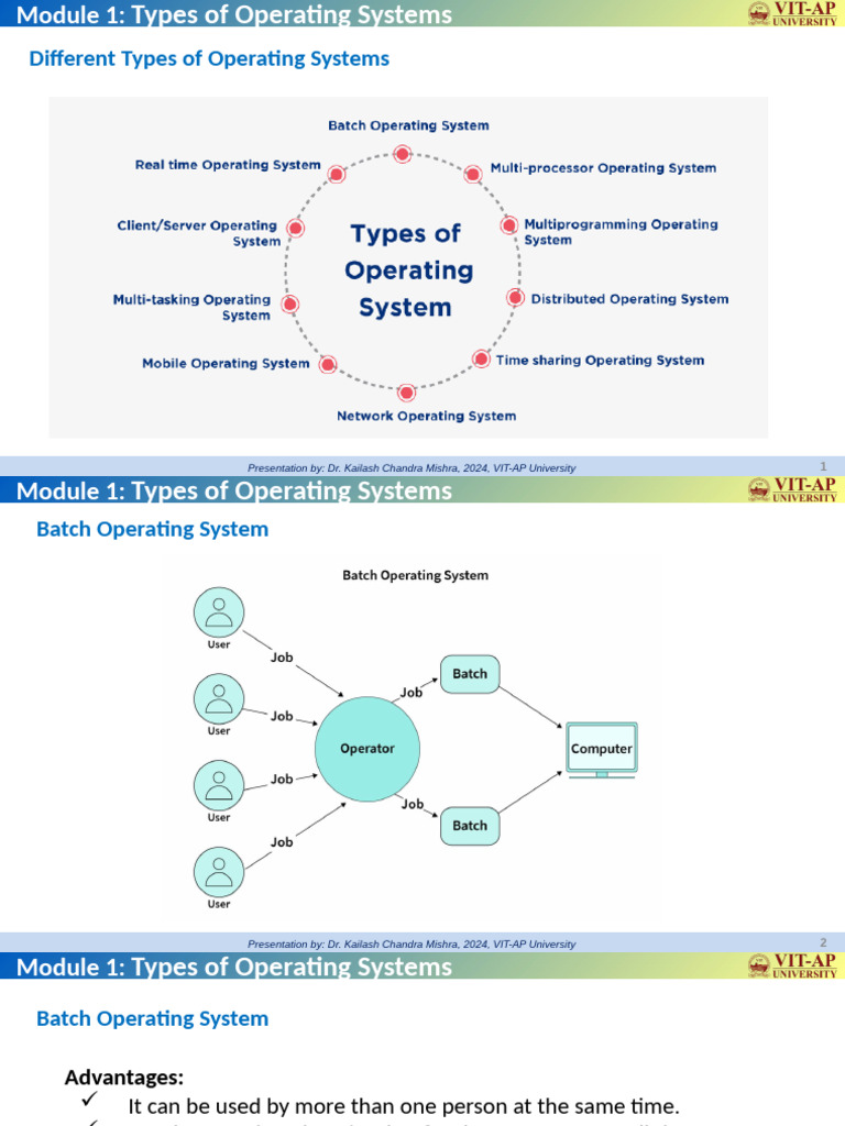 Operating System VIT AP 02 Types of Operating Systems | PDF