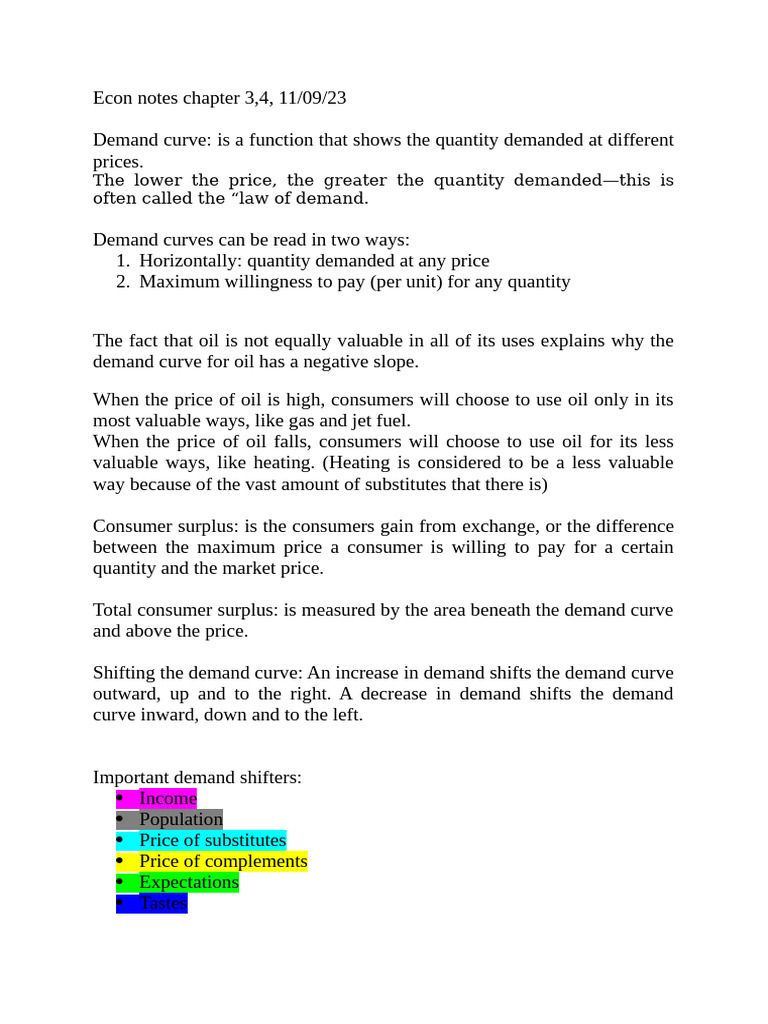 Econ notes chapter 3 | PDF