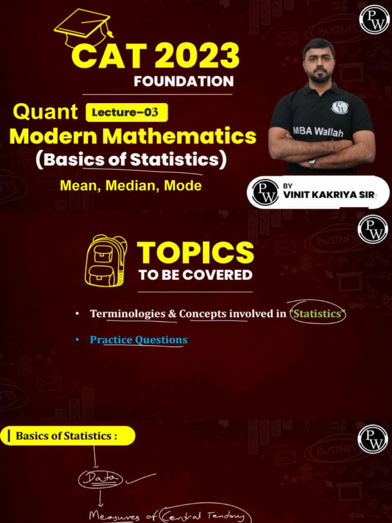 179 AGHORI Quant Modern Maths 03 Statistics Basics LL Mean LL Median | PDF