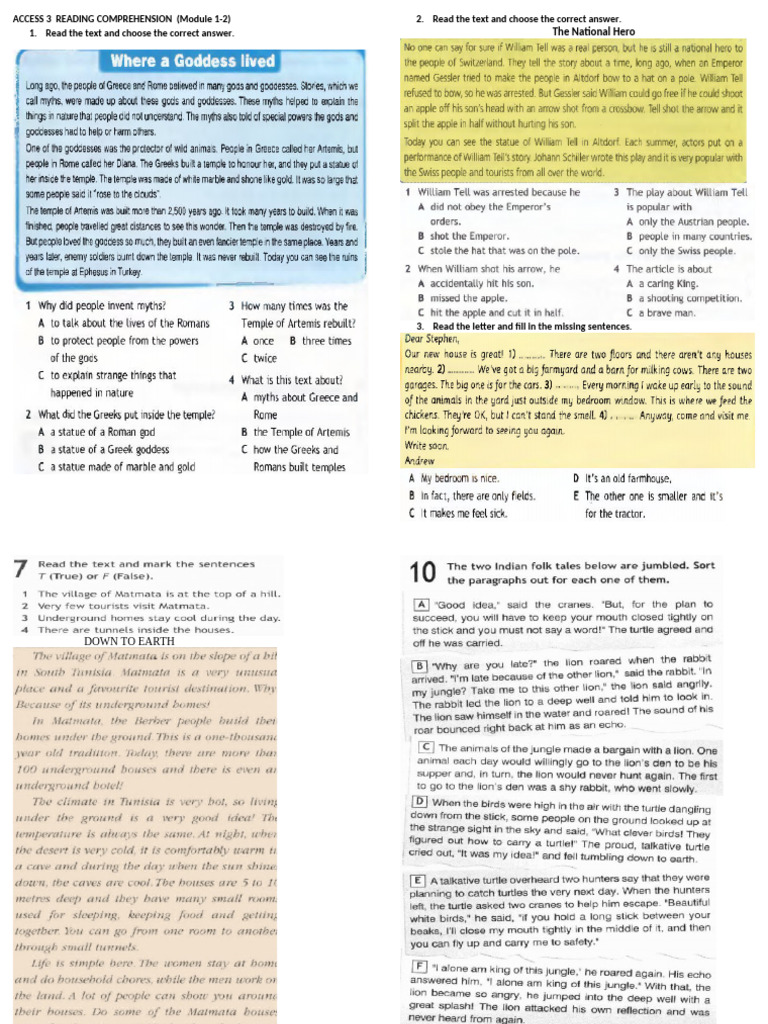 ACCESS 3 READING (1-2) | PDF