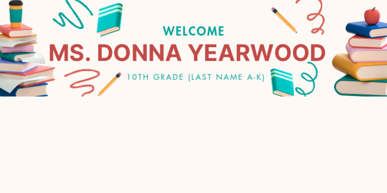 Cream, Green and Red Modern English Class Google Classroom Header | PDF