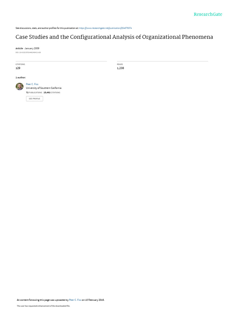 Case Studies and The Configurational Analysis of O | PDF