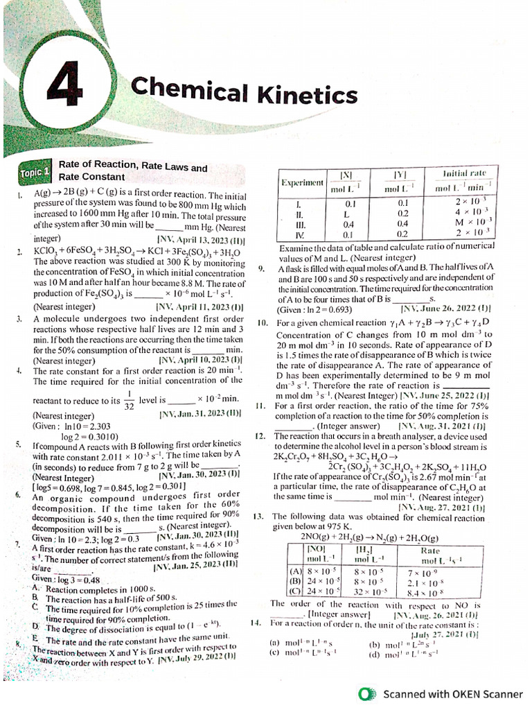 Chemical Kinetics | PDF