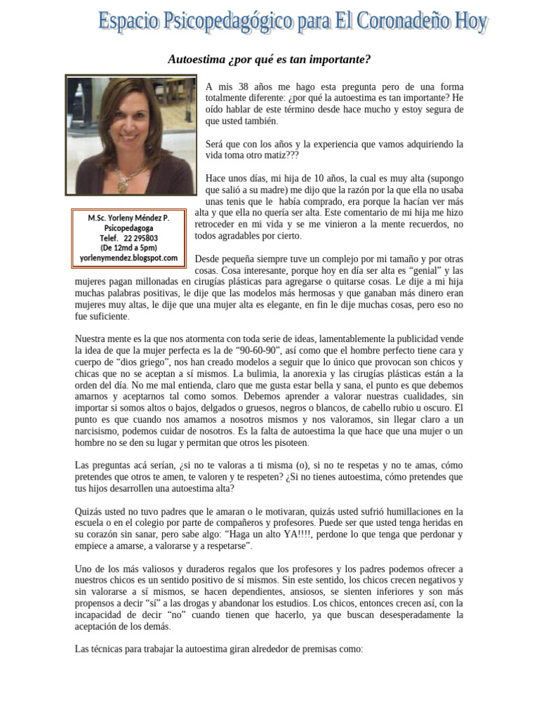 Autoestima - 2 | PDF | Autoestima | Relaciones personales, crianza y desarrollo personal