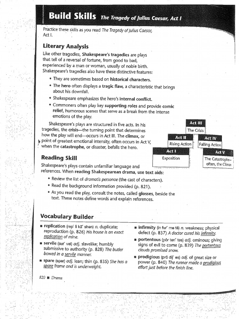 Julius Caesar Vocabulary and Guided Reading Questions | PDF