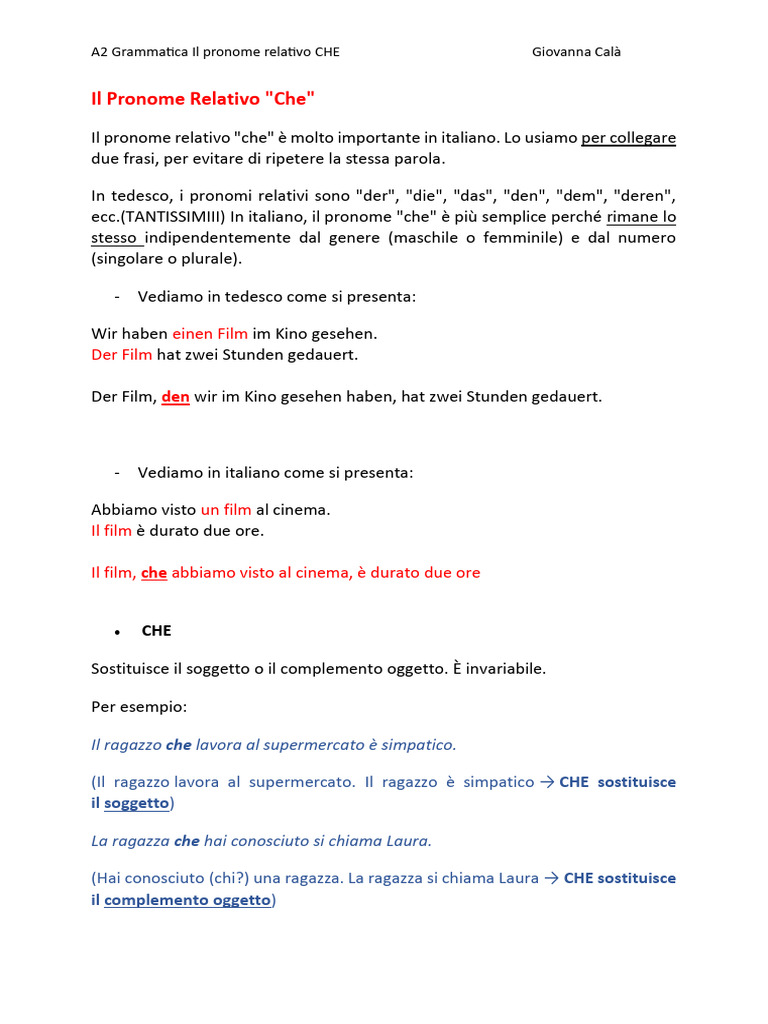 Il Pronome Relativo | PDF