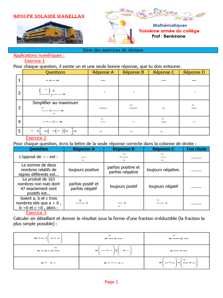 Série Des Exercices (Diagnostique Et Soutien) | PDF