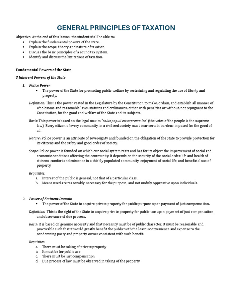 Principles of Taxation - Module Part 1 | PDF Principles of Taxation - Module Part 1 | PDF