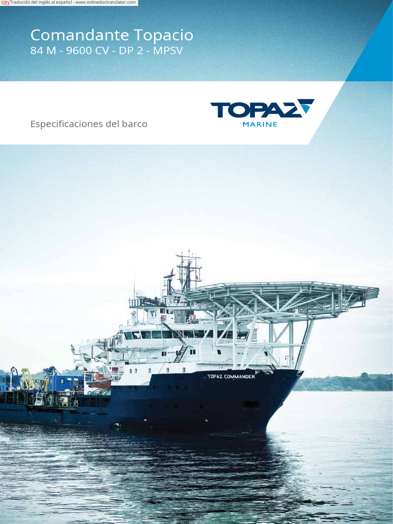 Topaz-Commander-Vessel-Spec-Nov2016 (1) .En - Es | PDF
