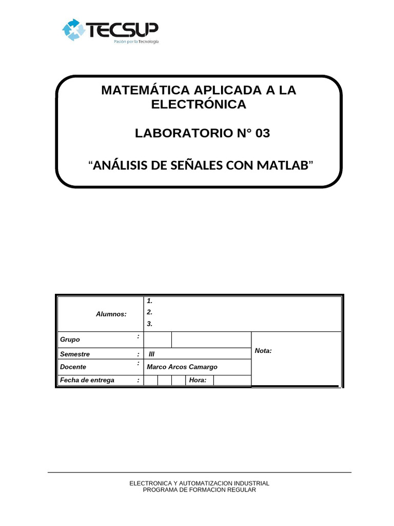 Lab 03 Analisis de señales con Matlab | PDF