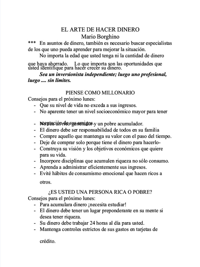 Resumen El Arte de Hacer Dinero Mario Borghino - Compress | PDF