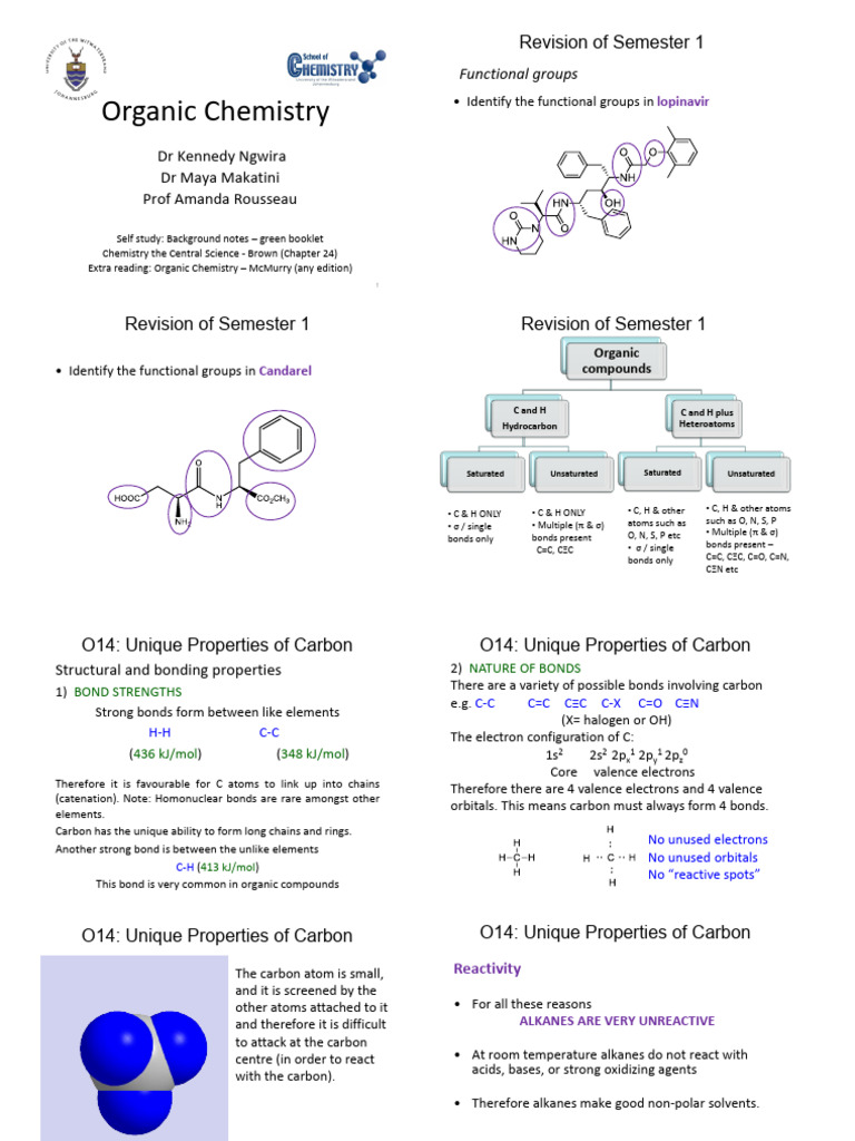 Organic Chemistry: Revision of Semester 1 | PDF