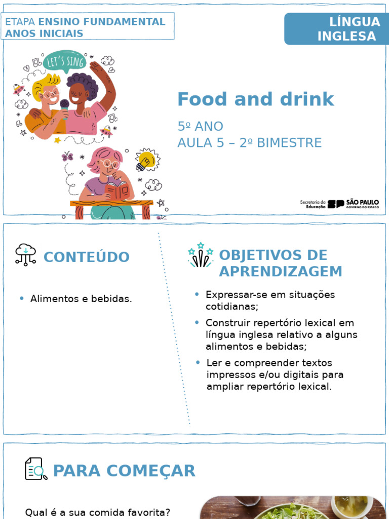 Aula 5 - Food and Drink | PDF