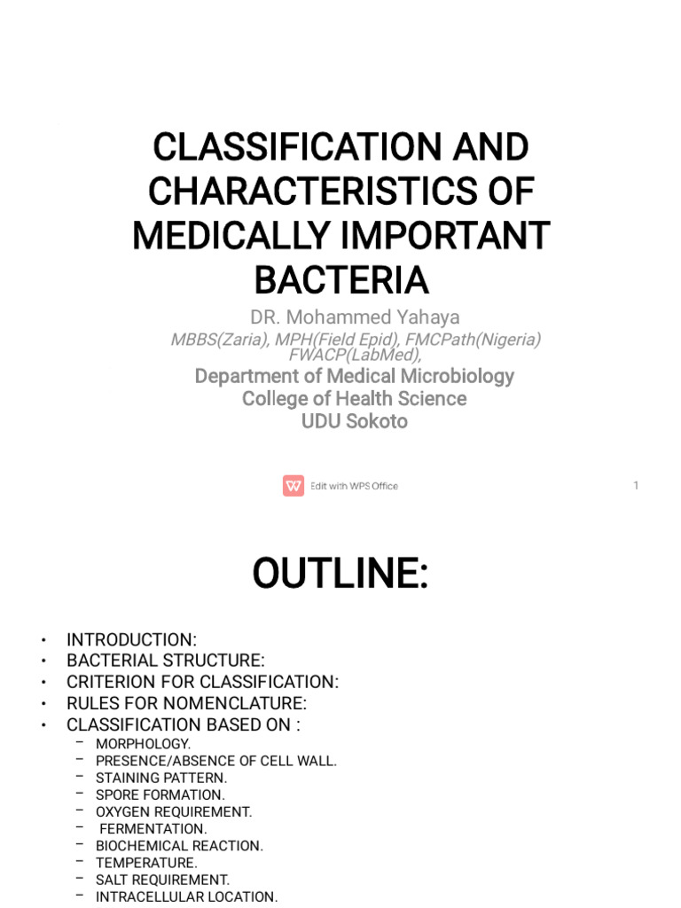 Classification and Characteristics of Medically Important Bacteria ? | PDF