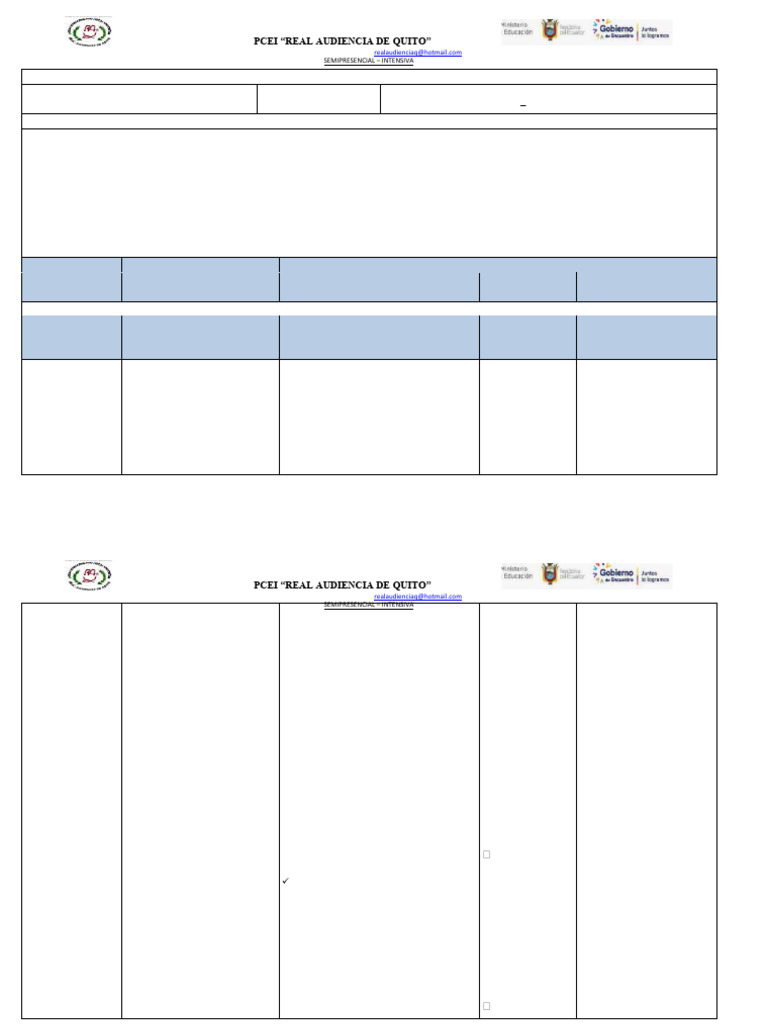 PLANIFICACIÓN 1ro BGU INGLÉS | PDF