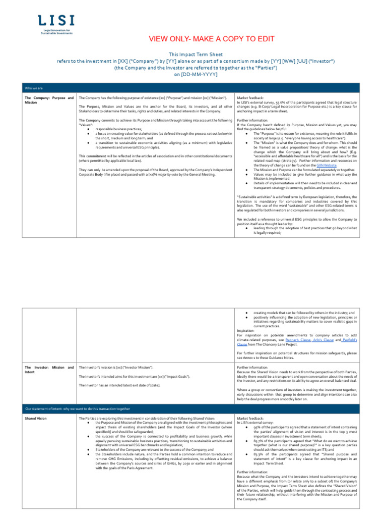 Shortened - The Impact Term Sheet - Text and Guidance Notes - Word ...