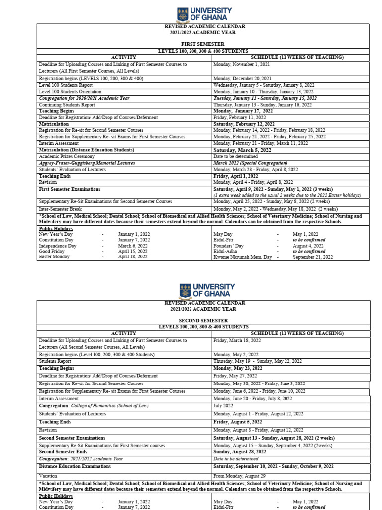Revised Academic Calendar 2021-2022 (Opt2) | PDF